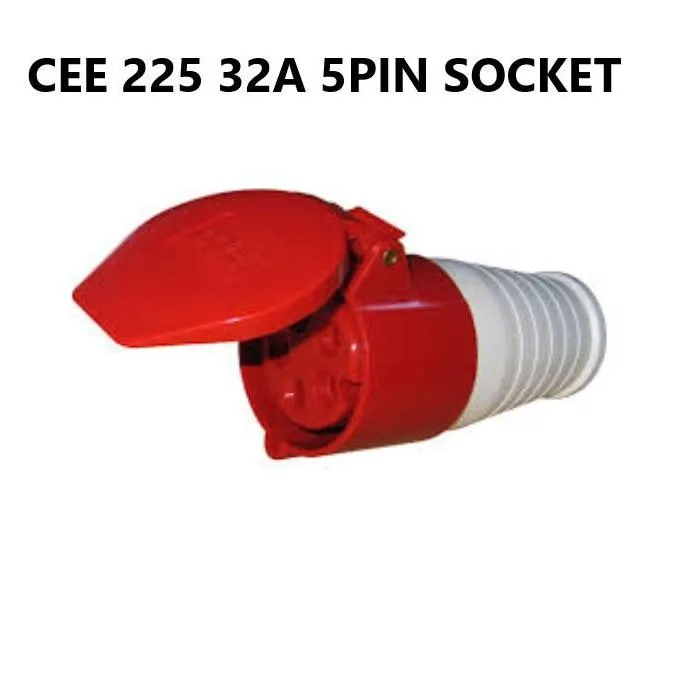 225 32A 5PIN INDUSTRIAL CONNECTOR SOCKET (RED) IP44 / 32 AMPERE 5 PIN ...