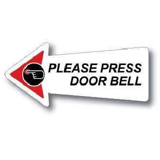 PLEASE PRESS DOOR BELL LEFT ARROW SIGN BOARD 45X100X2MM. WE ACCEPT ...