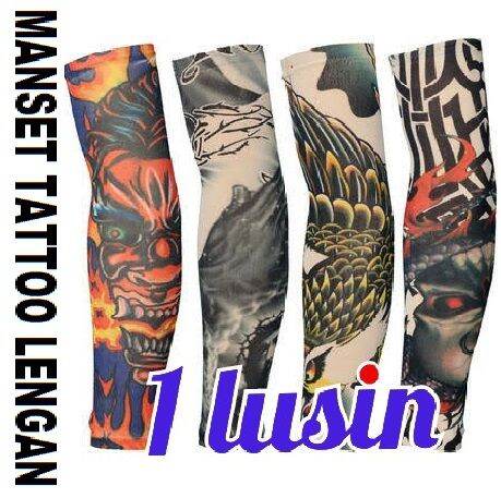 ( 1 LUSIN - 12 PCS ) Manset Tatto Arm Sleeve / Manset Tattoo Anti ...