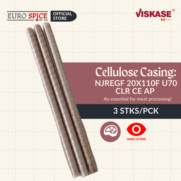 Euro Spice Cellulose Nojax Casing 20 Clear (Viskase) 3 Sticks per Pack ...