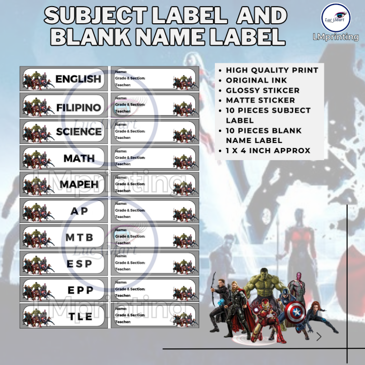 LUCSMART fast shipping - MARVEL AVENGERS THEMED STICKER LABEL AND NAME ...