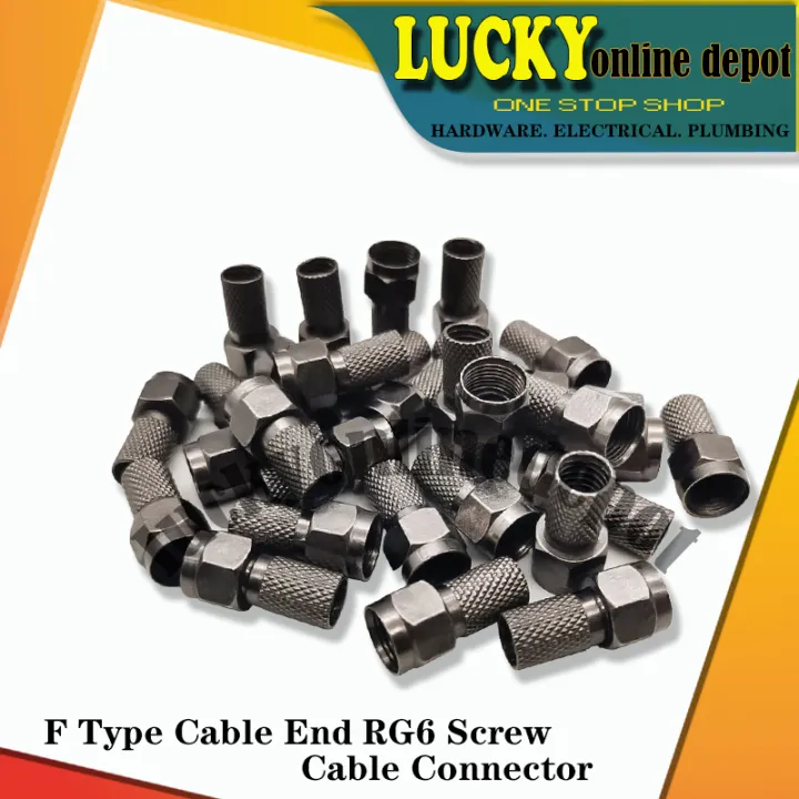 HEAVY DUTY F TYPE CABLE END RG6 CREW W/ TWIST COXIAL CABLE RF CONNECTOR ...