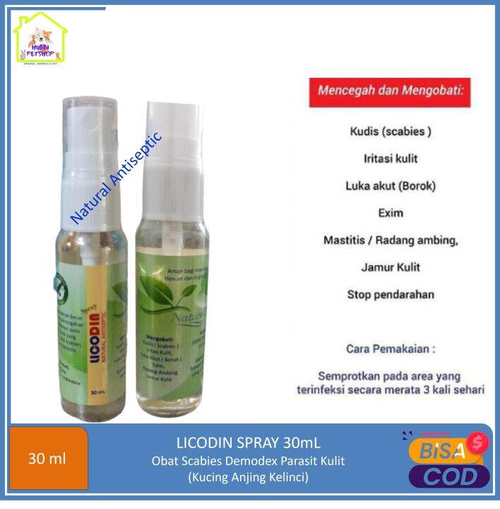 LICODIN SPRAY 30ml - ANTI SCABIES - Obat Jamur Kucing Scabies 30 ML ...