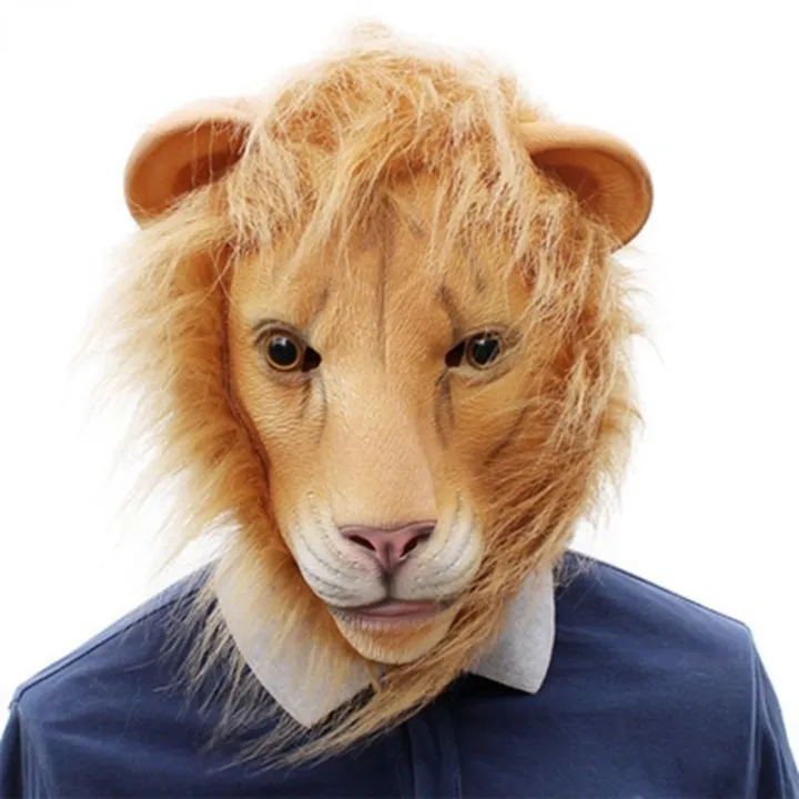 Latex Lion Mask Full Face Animal Masks Halloween Masquerade Birthday ...