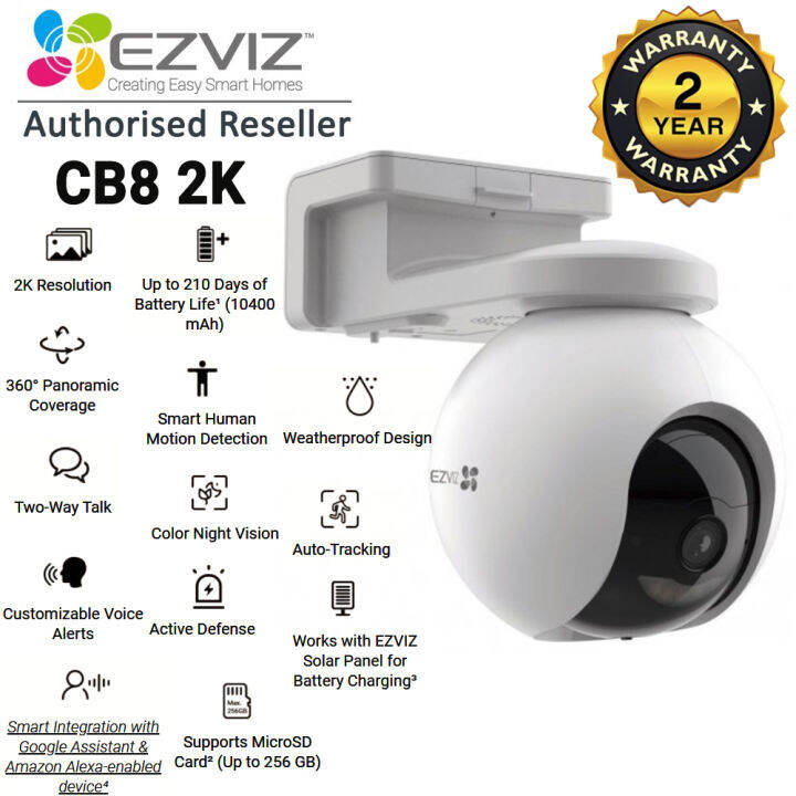 Ezviz CB8 360° vision in 2K 3MP 1296P Rechargeable Battery-Powered Pan ...