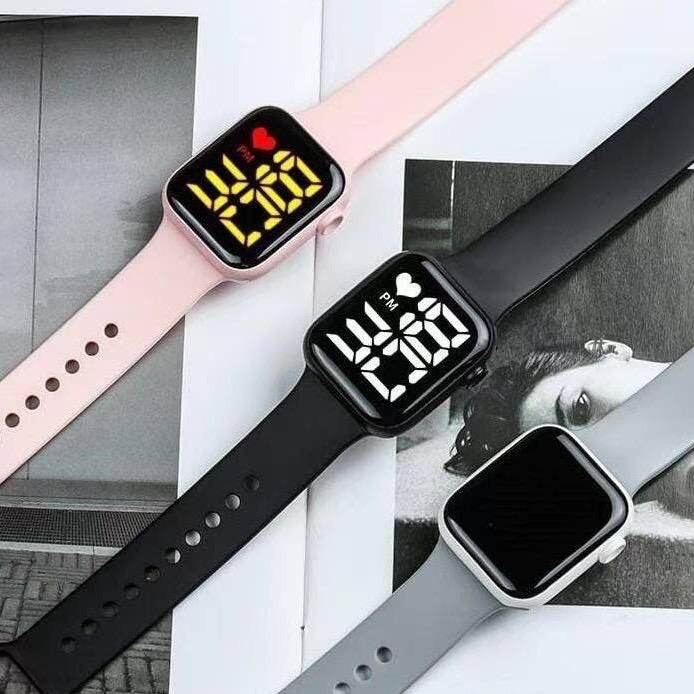 Jam Tangan LED Digital Pria Wanita Rubber Electronic Fashion Couple ...