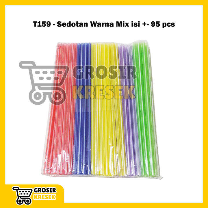 T159 Sedotan Warna Mix - Straw Plastik Lorek Minuman Es Teh Murah ...