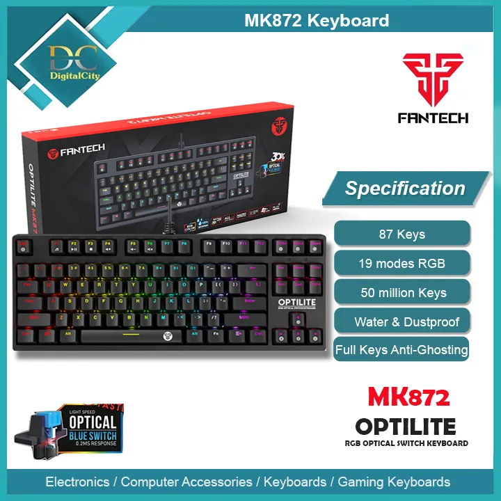 DIGITAL Fantech OPTILITE MK872 RGB Optical Switch Keyboard | Lazada PH