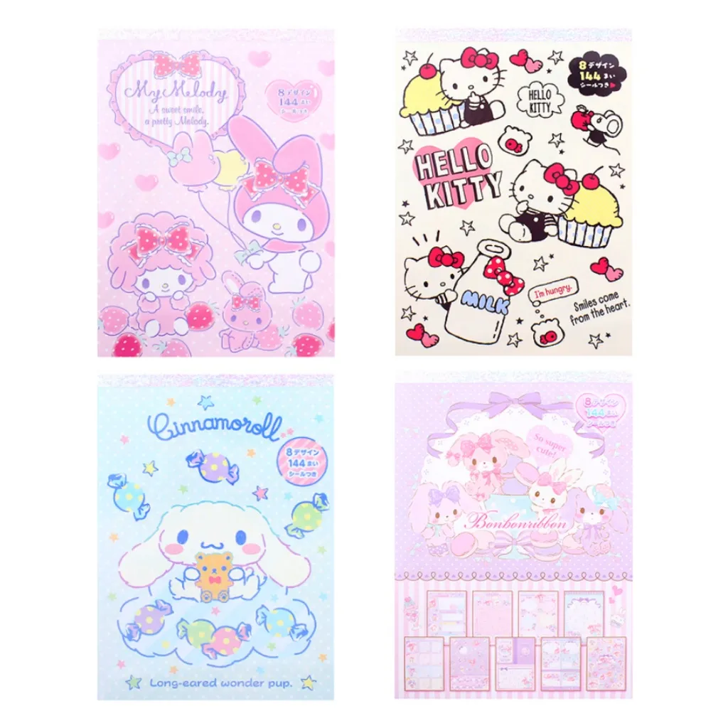 Sanrio 8 Designs 144 Sheets Memo Pad w/ Stickers - Melody Hello Kitty ...