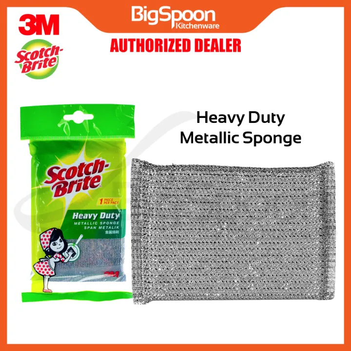 3M SCOTCH-BRITE 1-Pcs Pack Heavy Duty Metallic Sponge Stainless Steel ...