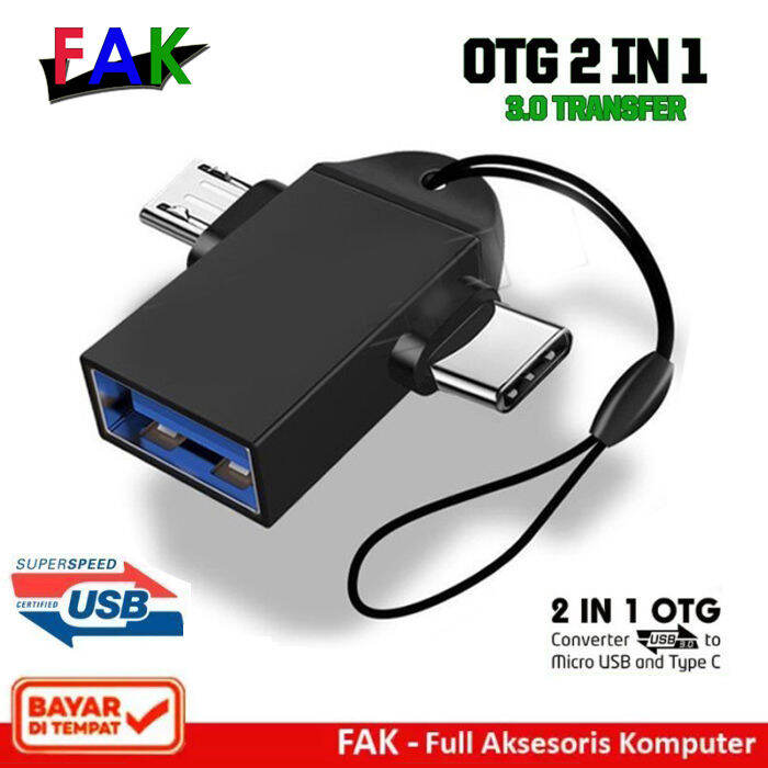 FAK - OTG Converter 2in1 Type C & Micro To USB 3.0 Penyambung OTG dari ...
