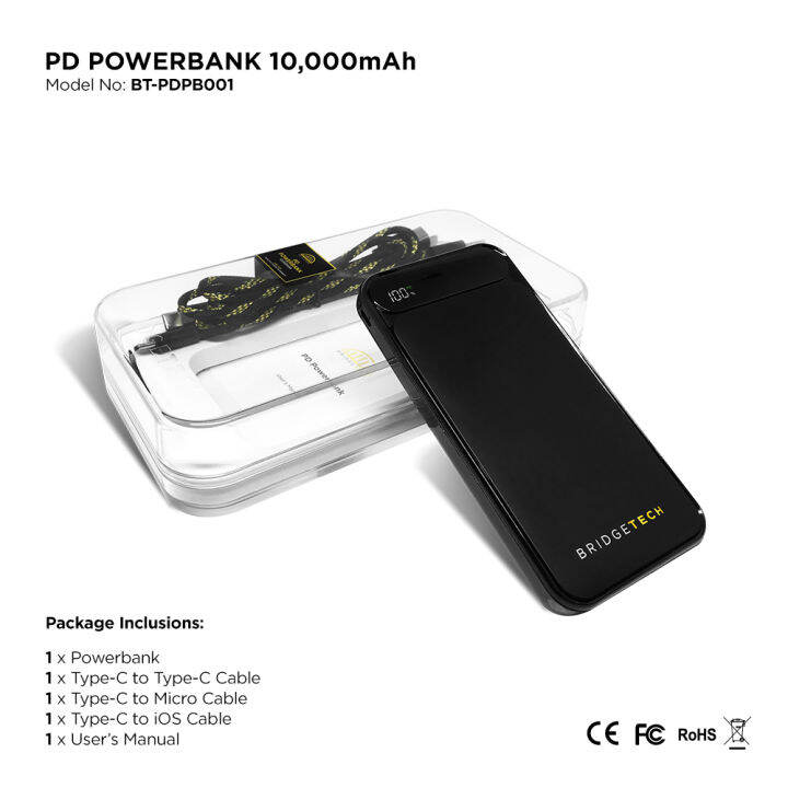 Bridgetech PD Powerbank 10,000mAh + 1 Year Warranty | Lazada PH