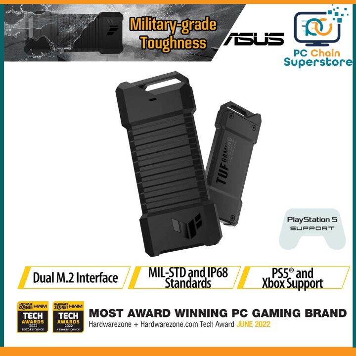 ASUS TUF Gaming A1 USB-C 3.2 Gen2 M.2 SSD Enclosure - IP68 water and Dust Resistance | MIL-STD ...