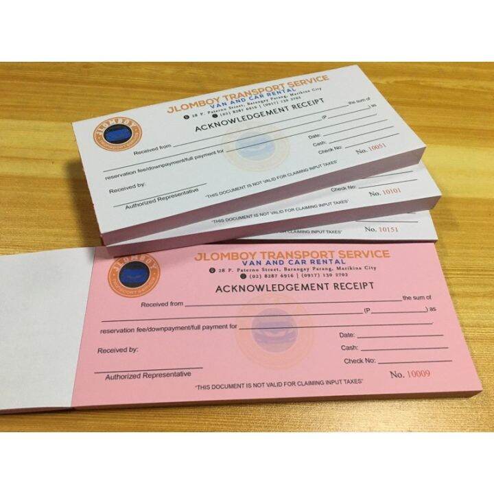 Acknowledgement Receipt with Duplicate and Control Number (100 sheets ...
