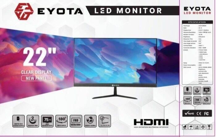 Monitor Eyota LED 22 Inch VGA & HDMI / Monitor 22" / LED 22" / LCD 22 ...