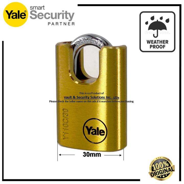 Yale Y110C 30mm Shrouded Padlock Brass Padlock Weatherproof Padlock ...