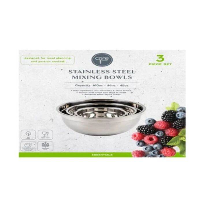 Core Home 3pc Stainless Steel Mixing Bowl | Lazada PH