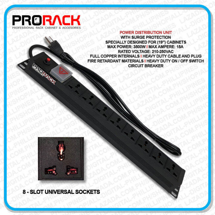 PRORACK 8 Slot Metal Body Power Distribution Unit (PDU) with Rotating ...