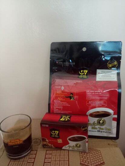 Combo cafe g7 hòa tan đen bịch 100 gói + hộp 15 gói x 2g tặng ly cafe