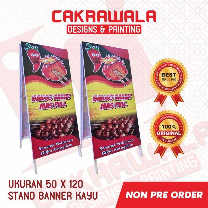 STAND BANNER KAYU UKURAN 50 X 120 - STAND BANNER KAYU CUSTOM - STANDING ...