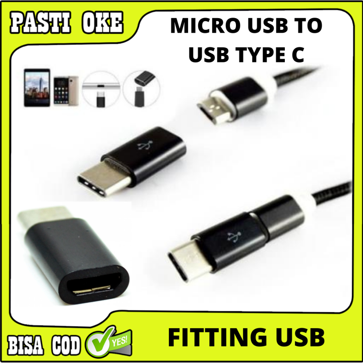 [ADAPTOR TYPE C] Micro USB Female to TYPE C Male Connector OTG ...