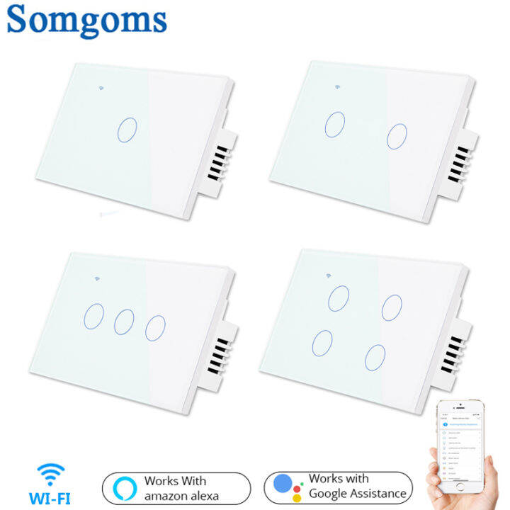 Wifi Wall Touch Sensitive Switch Remote Control 1 2 3 4 Gang Wireless ...