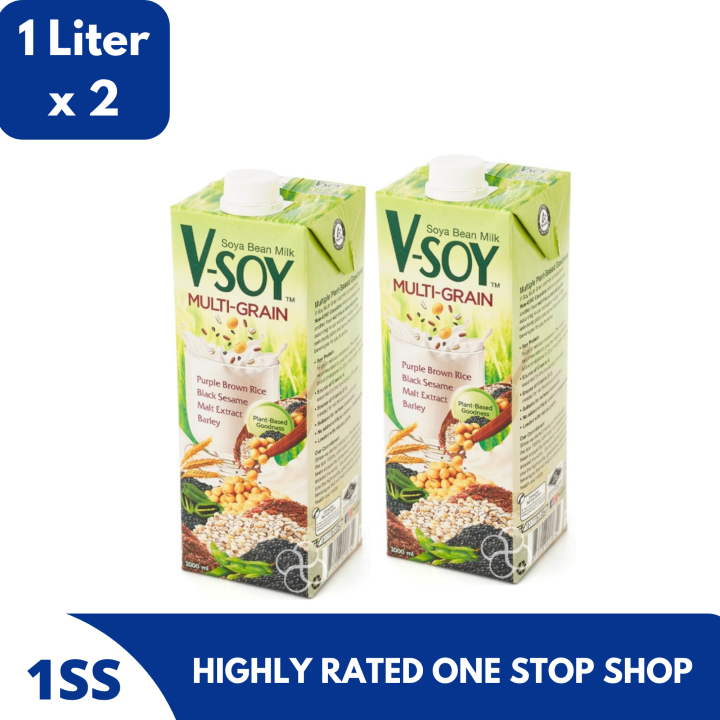V-Soy Multi-Grain Soya Bean Milk, 1Liter set of 2 (Exp Feb 18, 2024 ...