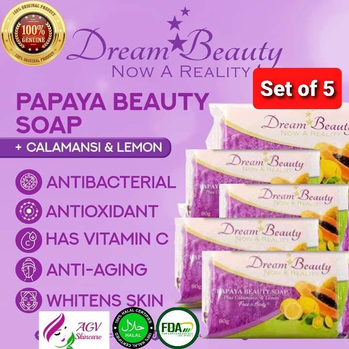DREAM BEAUTY( SET OF 5) PAPAYA BEAUTY SOAP PLUS CALAMANSI & LEMON 5 X 90g | Lazada PH