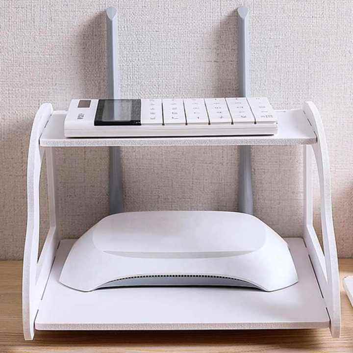 Wifi Modem Holder Double Floating Wall Mount Shelf Wood WiFi Modem Rack ...