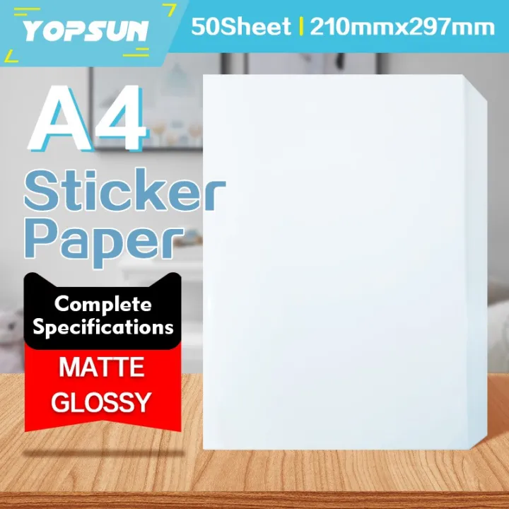 Matte&Glossy Label Photo Sticker Paper A4 Super sticky 50Sheets | Lazada PH