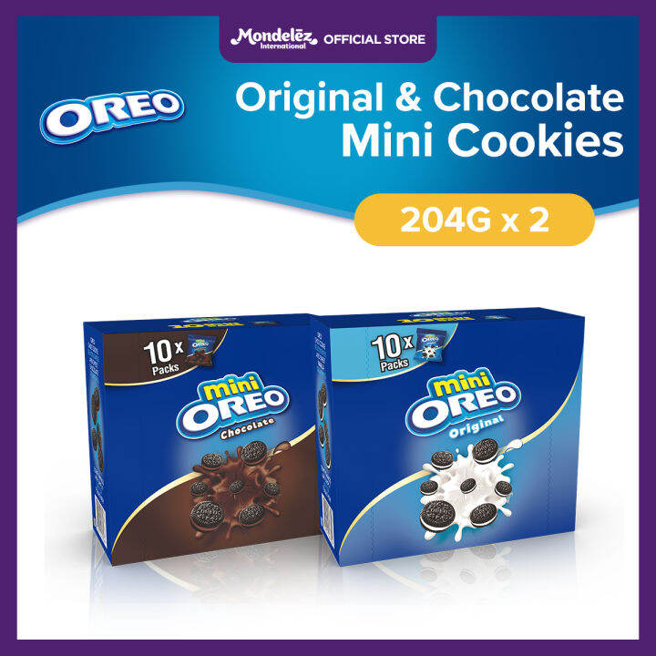 Oreo Mini Sandwich Cookies Bundle - Vanilla in Pouch 204g and Chocolate ...