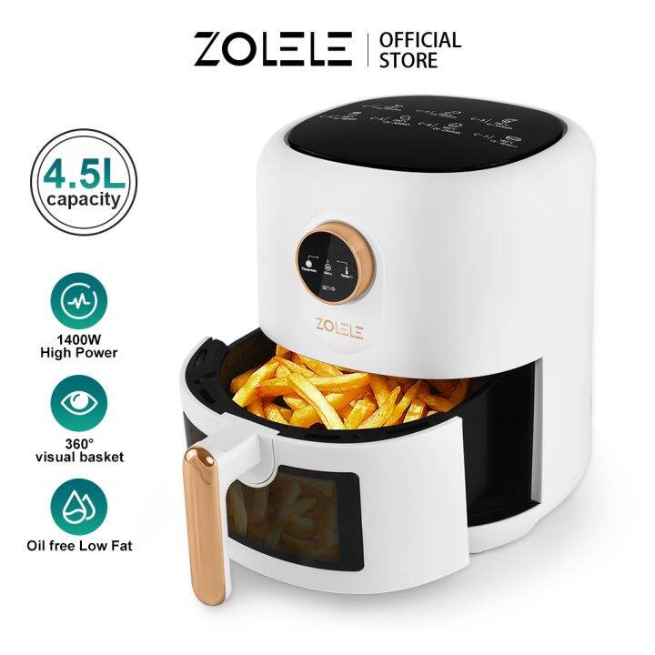 Deerma X zolele visual air fryer 4.5L multifunction oil-free healthy rotary control cooking ...