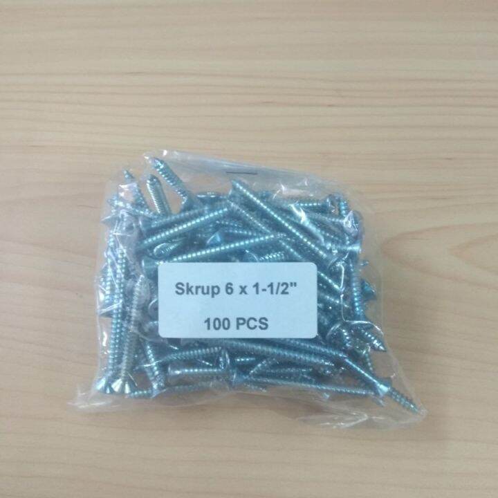 Skrup 4 cm Bungkus 6 x 1-1/2" ( 100 pcs ) MOON LION / Skrup Kayu Putih ...