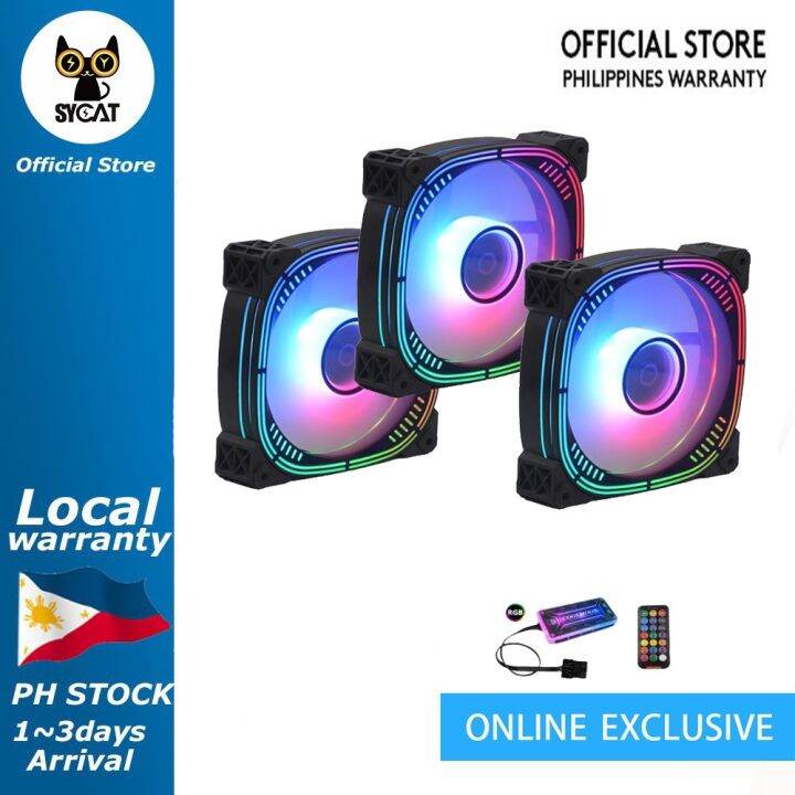 Durable SYCAT S12 AURORA ONE TOWER RGB FAN 3 IN ONE 120MM Cooling fan ...