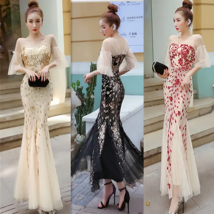 FishtailชุดราตรีกระโปรงหญิงAura Kingจัดเลี้ยงNoble Temperamentยาวเทพ ...