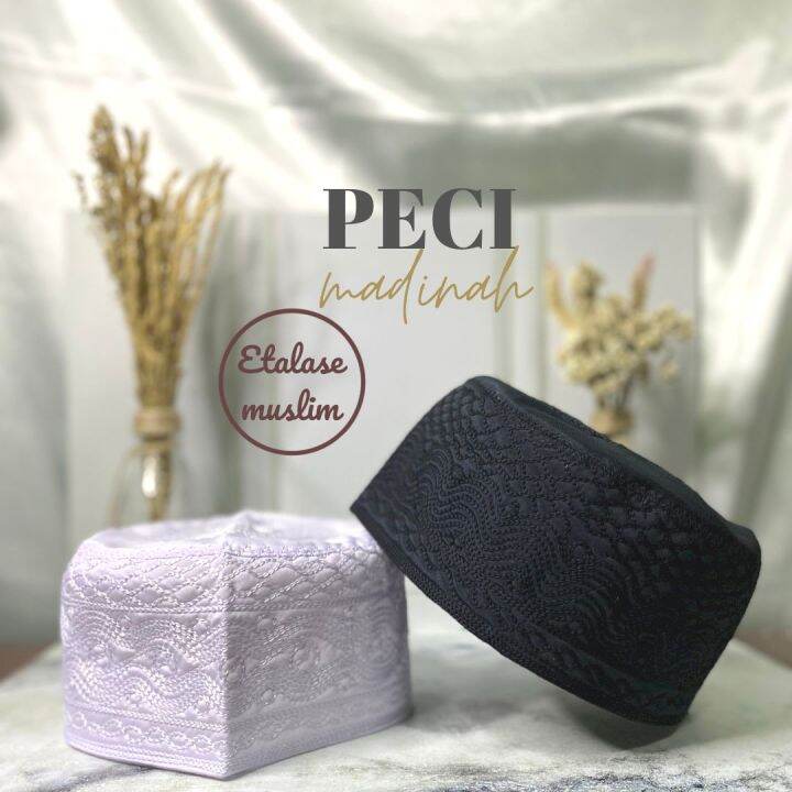 Peci Madinah Putih Polos Peci Madinah Hitam Polos Peci Haji Peci Polos ...