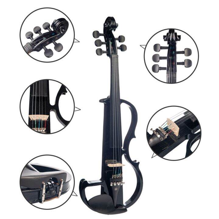 4/4 Electric Violin Full Size Wooden 5 String Fiddle with Violin Bow ...
