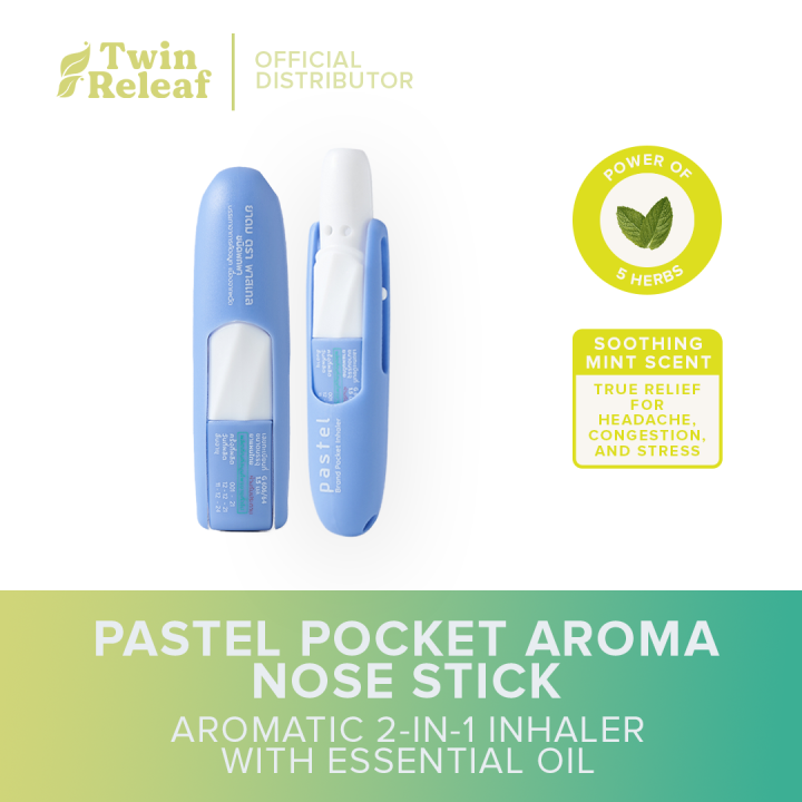Twin Releaf 2-in-1 Pastel Pocket Inhaler Menthol Vapors, Relieves Nasal ...