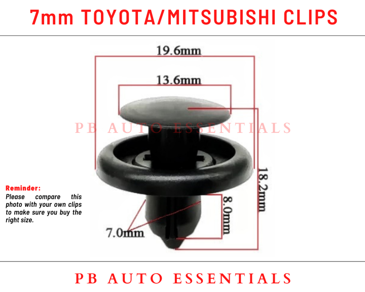 10pcs/30pcs 7mm Mitsubishi Toyota Camry/Hilux/Vios/Altis Bumper Fender ...