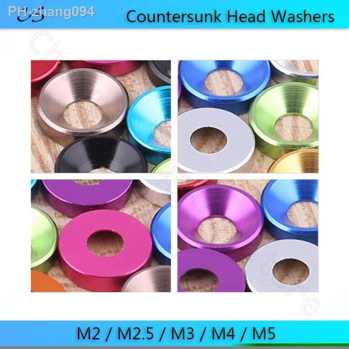 M2 M2.5 M3 M4 M5 Aluminum Washer Colorful Anodized Countersunk Head ...