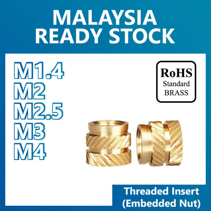 M1.4 M2 M2.5 M3 M4 Embedded Nut Threaded Insert RoHS Standard Brass 3D Printing | Lazada