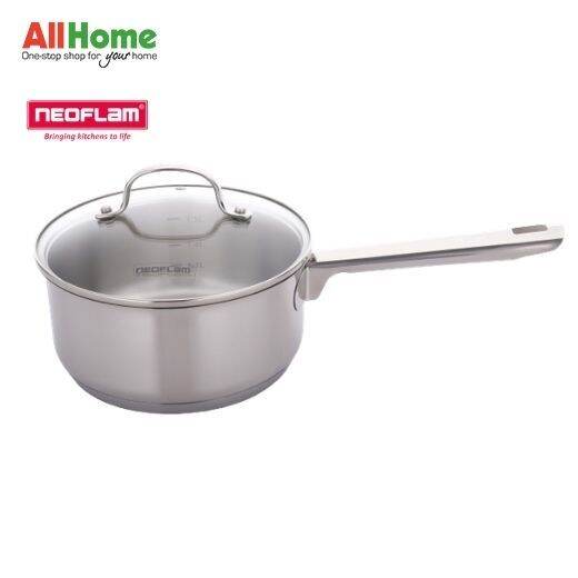 NEOFLAM Stainless Steel Collection Stainless Sauce Pan with Glass Lid ...