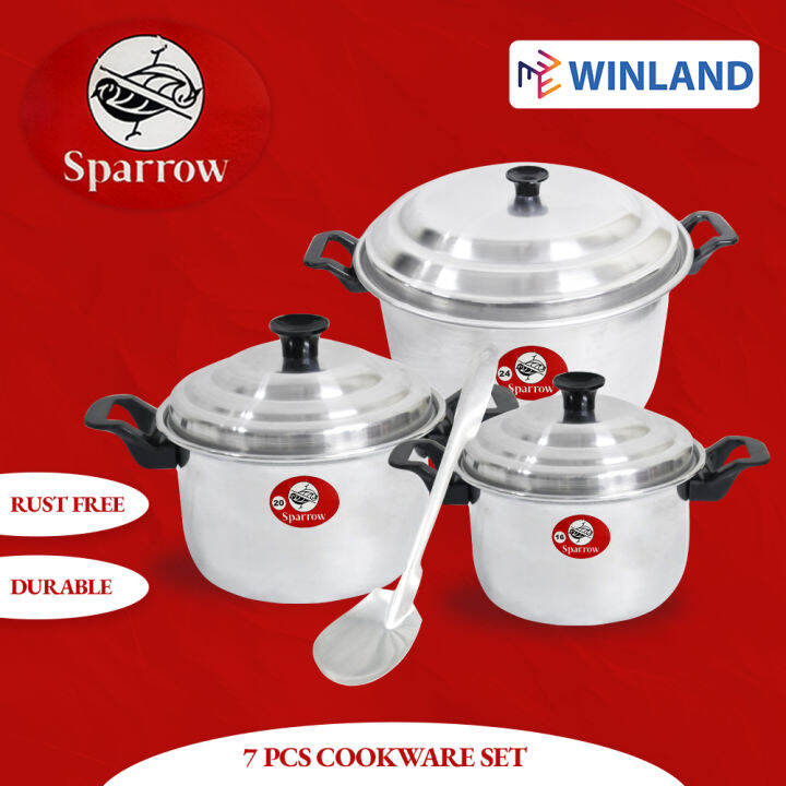 SPARROW by Winland 7pcs Cookware Set Casserole Sauce Pot Heavy Duty C ...