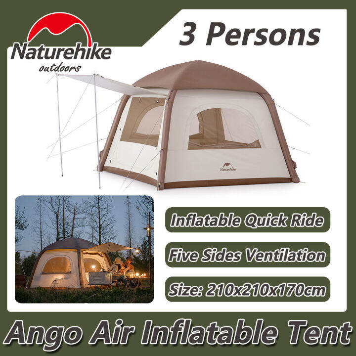 Naturehike Ango Air Inflatable Tent Camping 3 Person Tent Outdoor Silver Coated Sunscreen Rain ...
