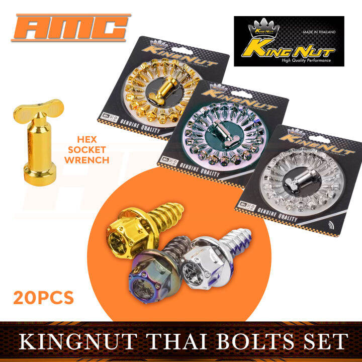 KingNut Thai Bolts Set 20pcs Hex Screw With Socket Wrench m5*15 Flower ...