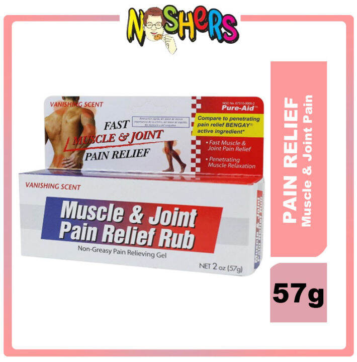 Noshers Pure-aid Muscle & Joint Pain Relief Rub Relieving Gel Vanishing ...