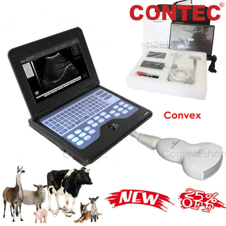 CONTEC CMS600P2VET Digital Laptop Ultrasound Scanner Machine Animal Pet ...