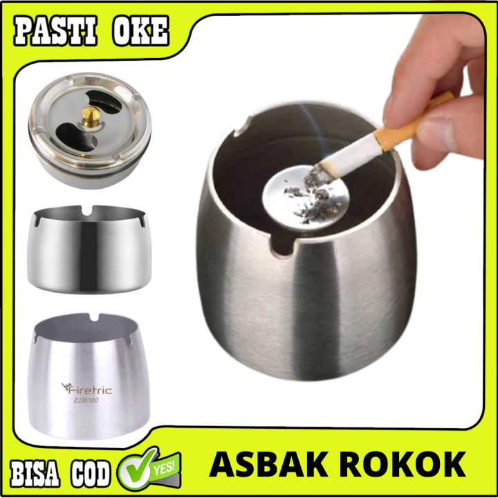 Asbak Rokok Stainless Anti Angin Model Cylinder Cigar Rotation ...