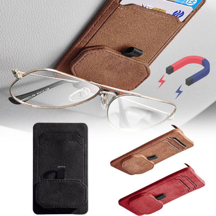 Car Glasses Clip Car Glasses Frame Car Sun Visor Storage Multifunctional Suede Card Eyes