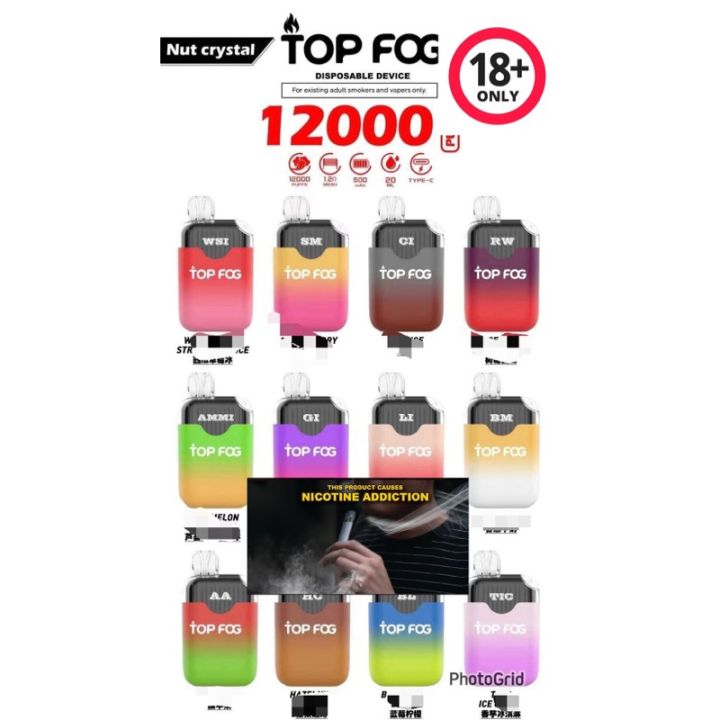 vape Top Fog Square 12000 Puffs with lanyard Disposable Vape Pod (flava ...